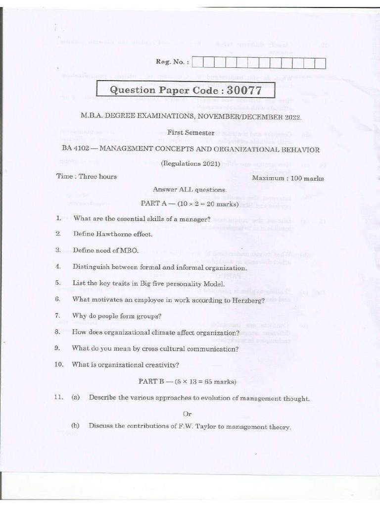 Management Concepts and Organizational Behavior - BA4102 2021 ...