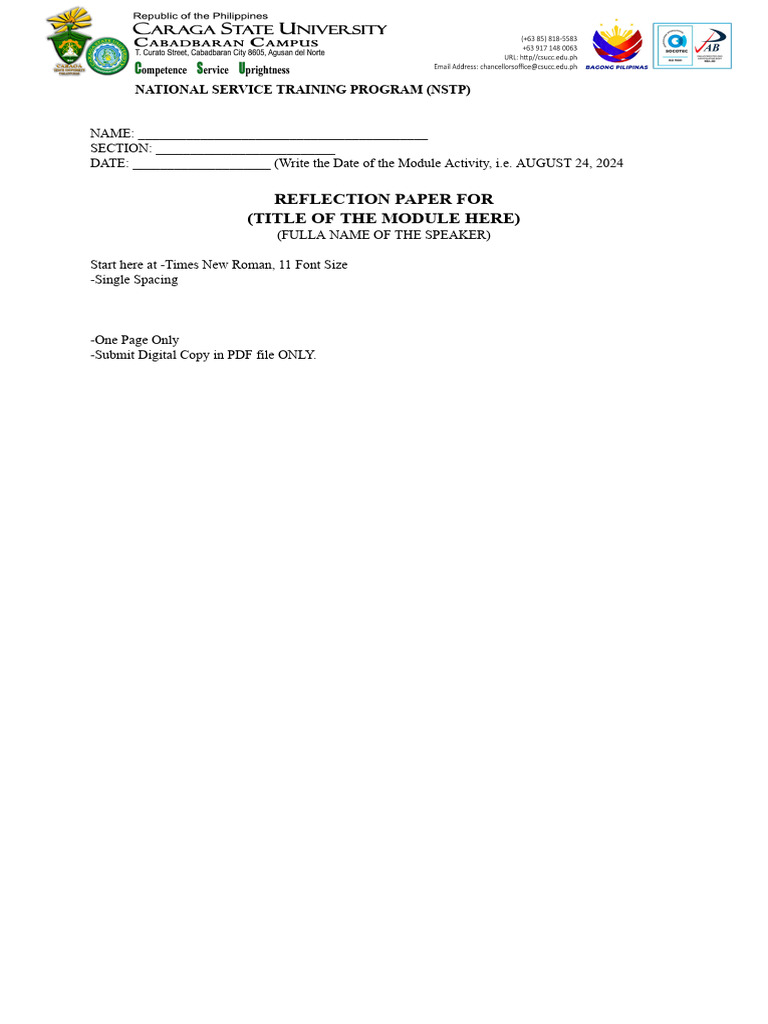NSTP Reflection Paper Guidelines | PDF