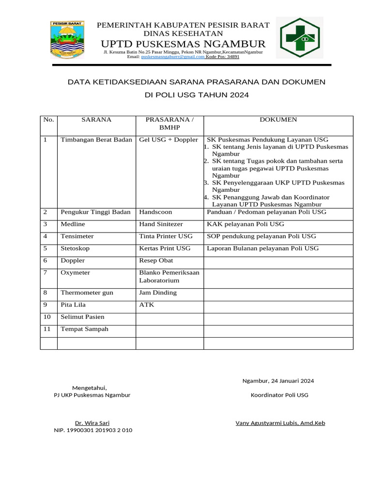 Daftar Kebutuhan Barang Di Poli Usg 2024 | PDF | Kesehatan Holistik | Sains & Matematika