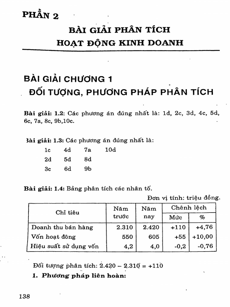 Bai Tap Phan Tich Hoat Dong Kinh Doanh Co Dap An Phan 2 | PDF