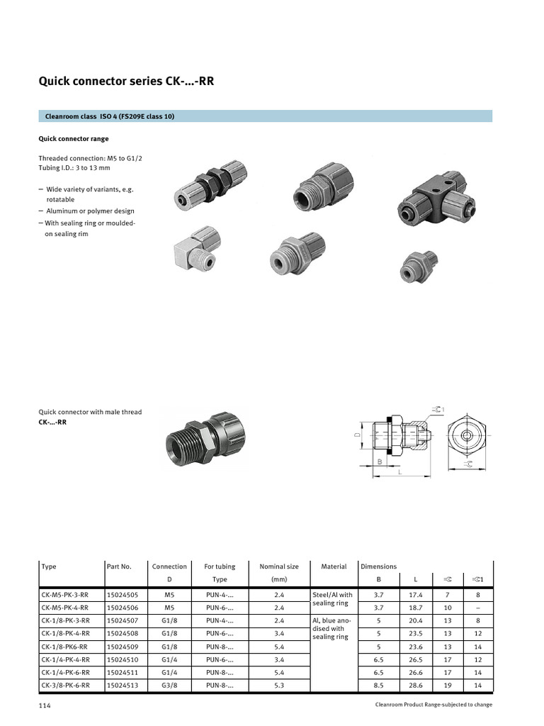 Pneumatic Connectors Festo | PDF | Industrial Processes | Metals