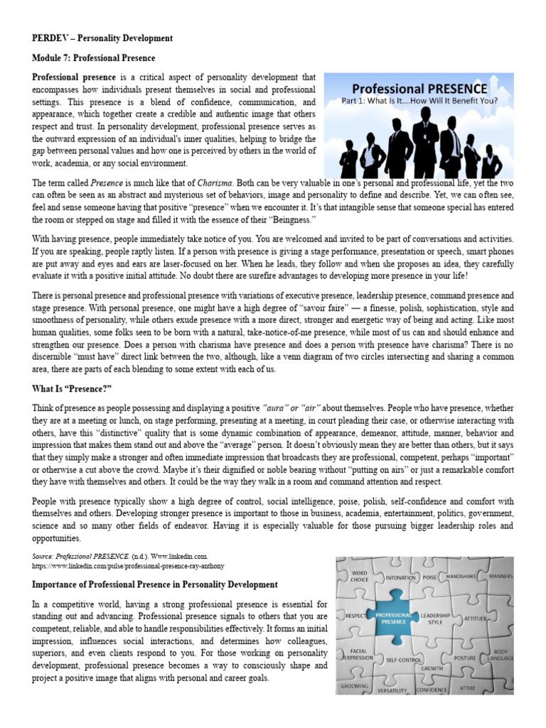 Module 7 - Professional Presence | PDF | Communication | Mentorship