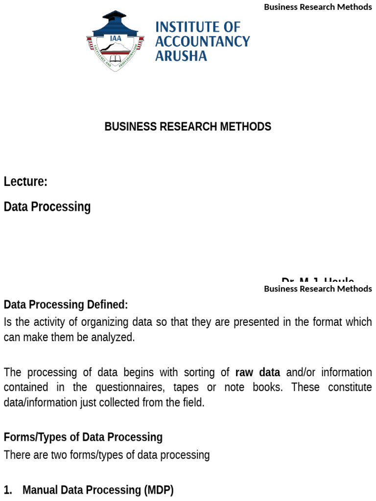 6-Data processing | PDF | Questionnaire | Data Processing