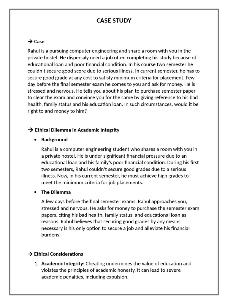 CASE STUDY | PDF | Integrity | Academic Dishonesty