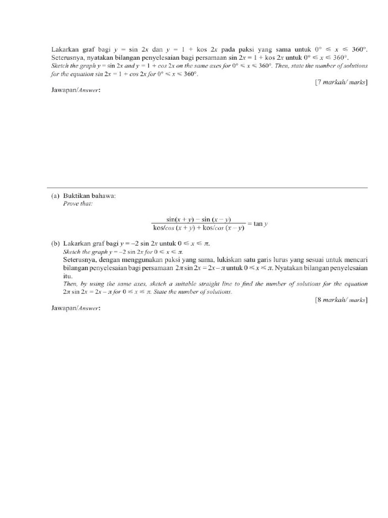 Soalan Trigonometri Lakar Graf | PDF