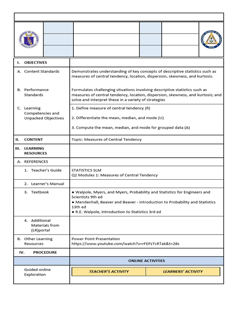 DLP - STAT 8 - Q2 - wk2 - Oct14-18 - Dayrit | PDF | Mode (Statistics ...
