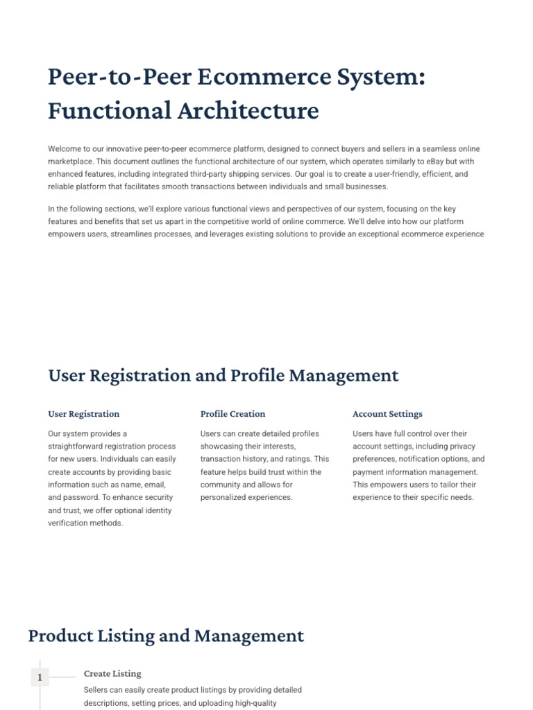 Peer To Peer Ecommerce System Functional Architecture | PDF ...