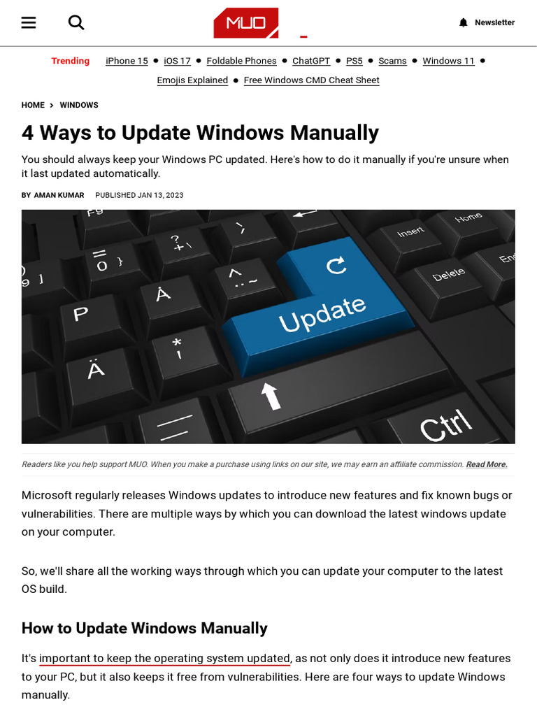 4 Ways To Update Windows Manually | PDF | Microsoft Windows | Ios