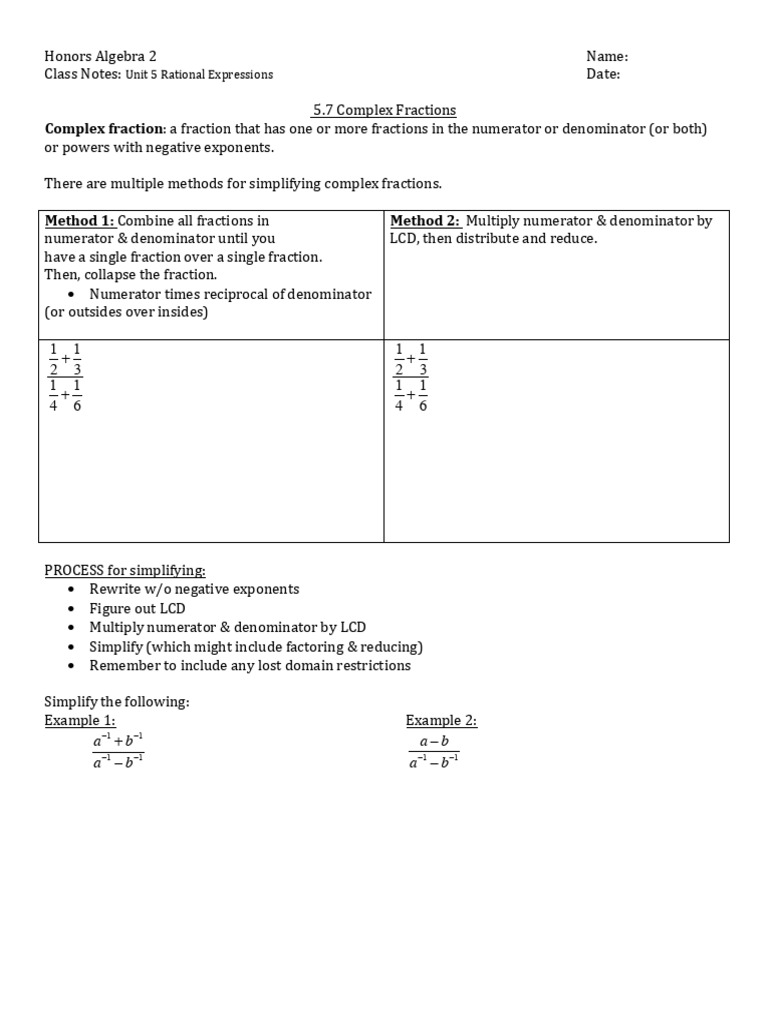 HA2 - 5.7 Complex Fractions | PDF | Arithmetic | Mathematical Objects