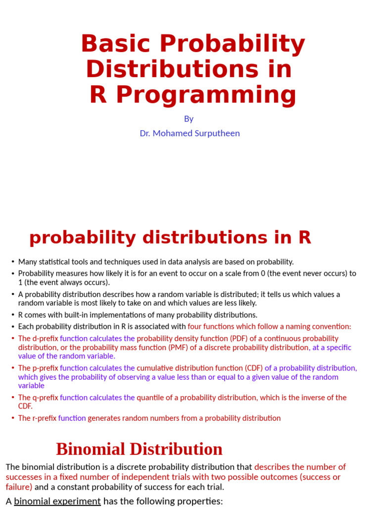 5221 Basic Probability Distributions in R MCA MMS 20MCA2CC9 | PDF ...