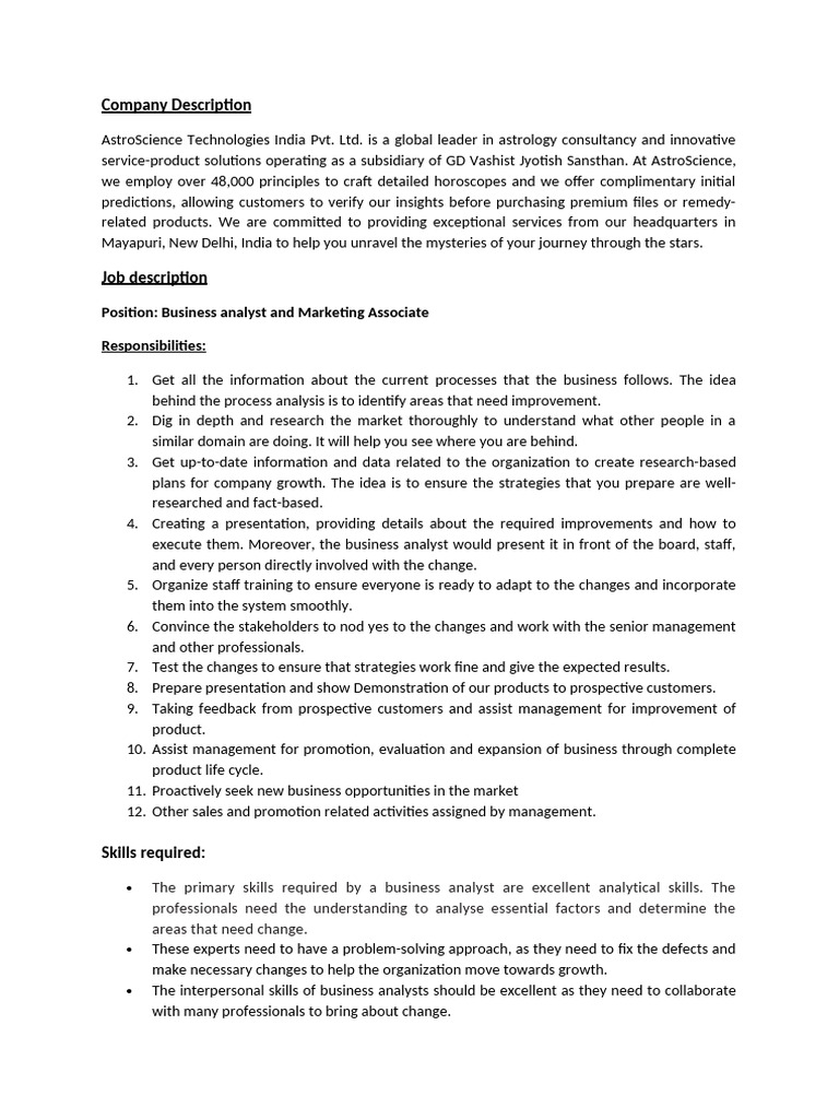 Jd Business Analyst Pdf Intelligence Analysis Business