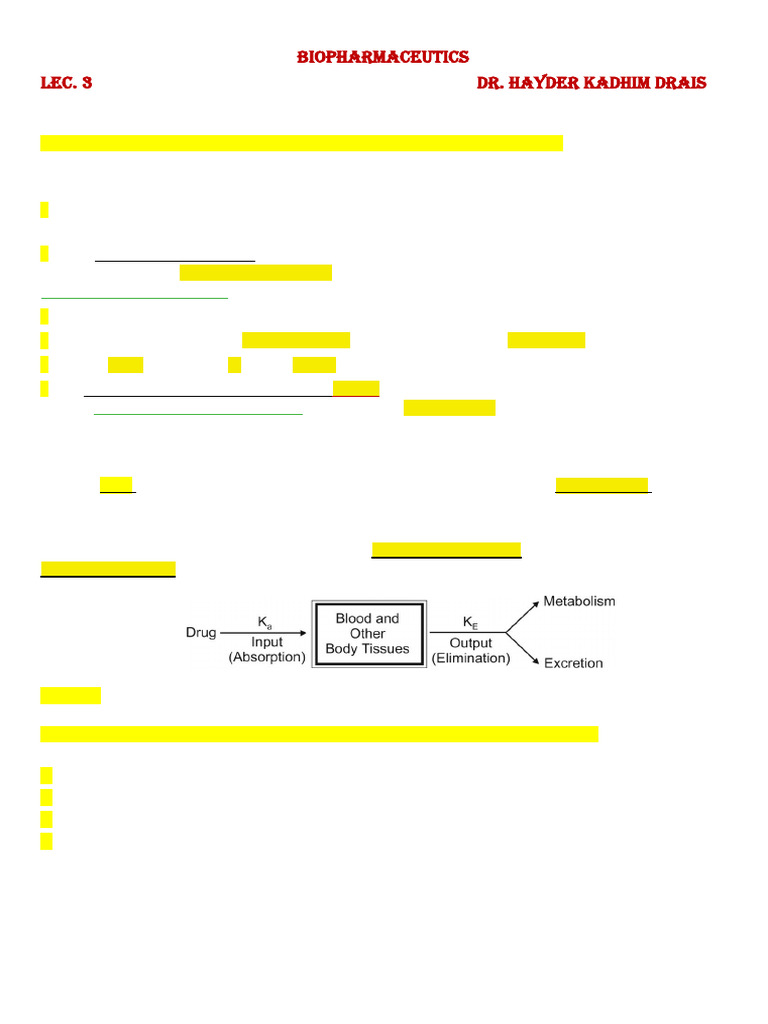 Lec 3 One Compartment Open Model | PDF | Pharmacokinetics | Intravenous ...