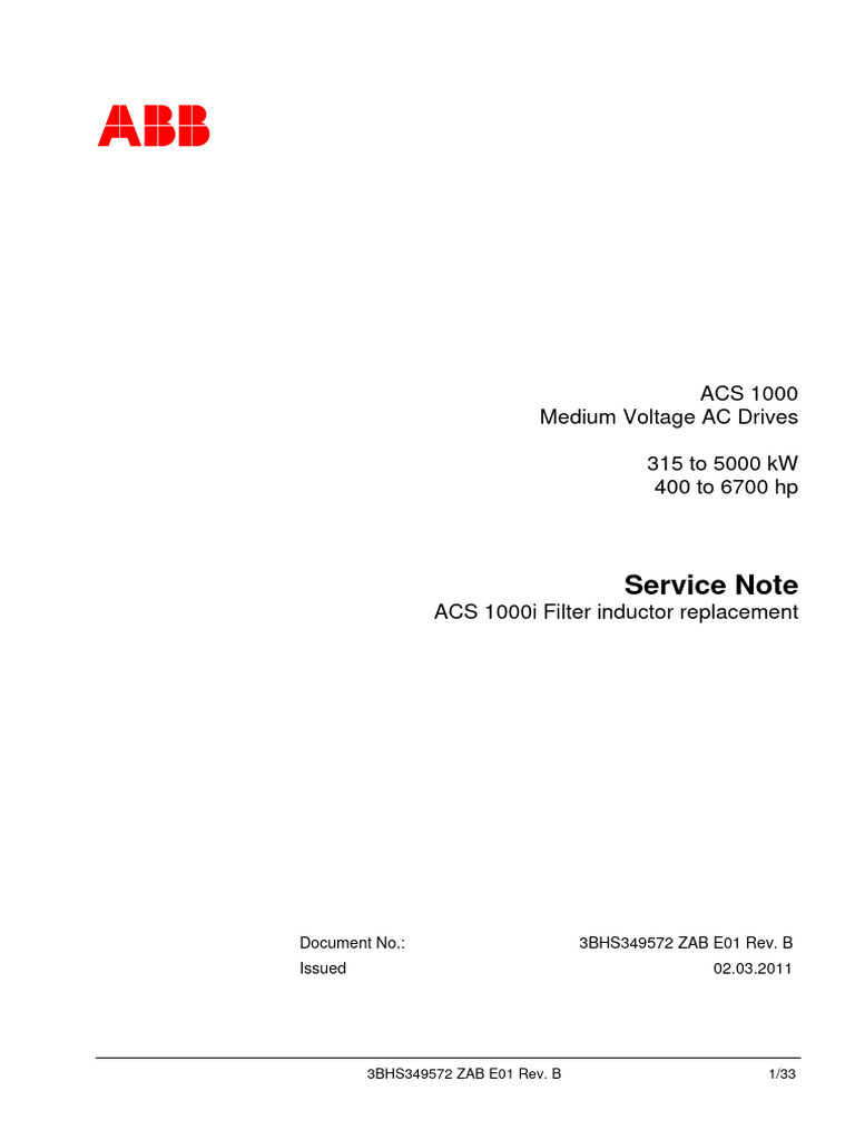 DMDR-MVD-ACS1000i Sine Filter Choke Replacement Instruction | PDF ...