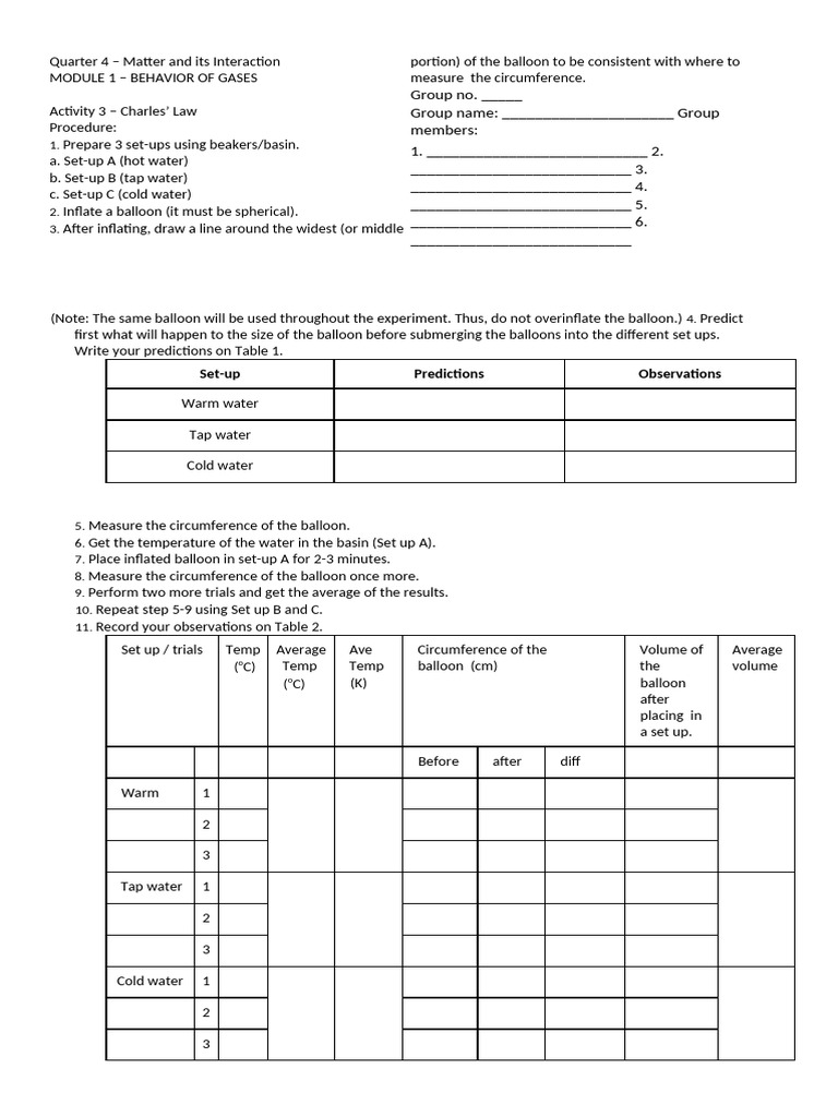 Activity Sheets For Chem With Names | PDF | Chemical Substances | Chemistry