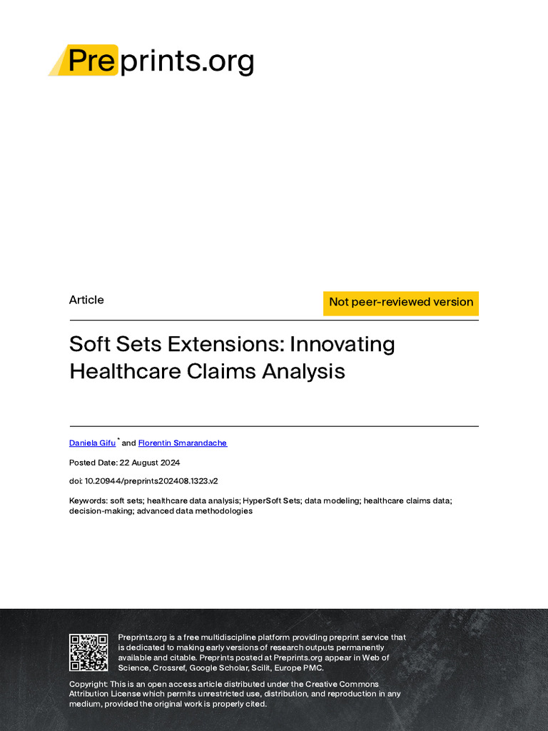 Soft Sets Extensions: Innovating Healthcare Claims Analysis | PDF ...