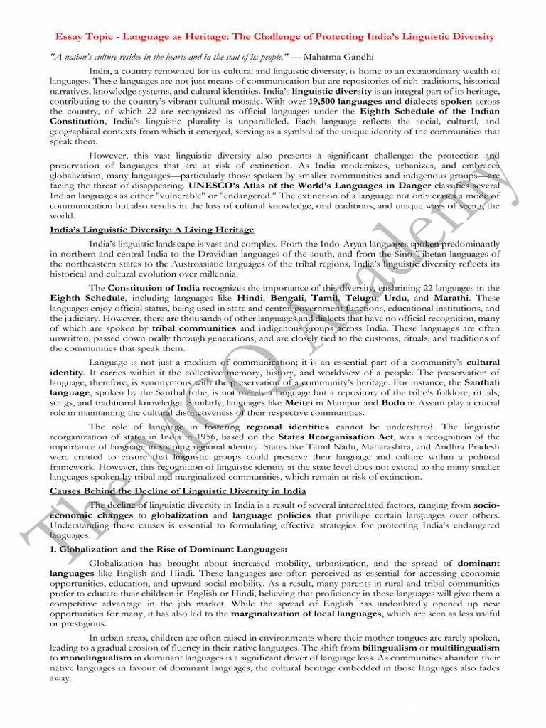 Essay - Language As Heritage | PDF
