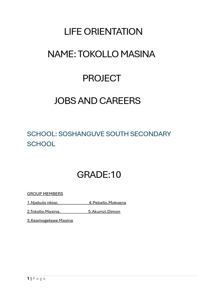 LO Project Tokollo Masina | PDF | Mentorship | Entrepreneurship