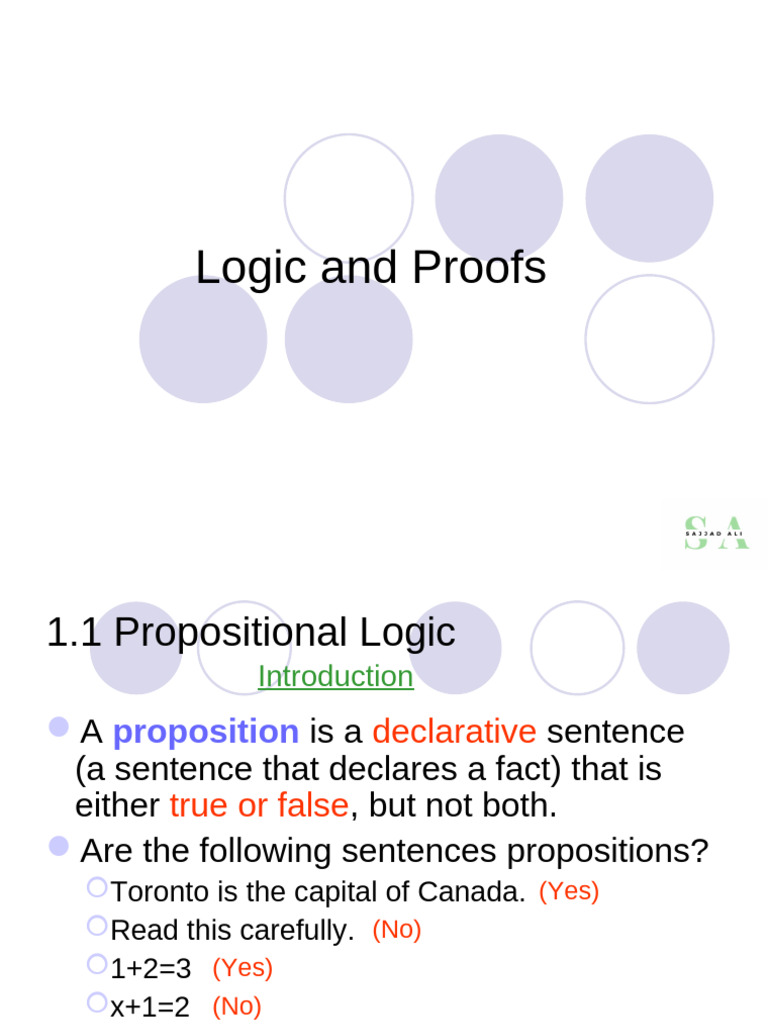 Lecture2 Logic&Proofs | PDF | If And Only If | Proposition