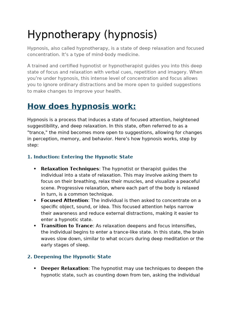 Hypnotherapy (Hypnosis) | PDF | Hypnosis | Hypnotherapy
