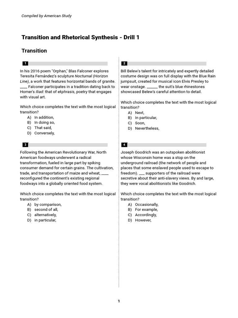Transition and Rhetorical Synthesis 1 | PDF | Orbit