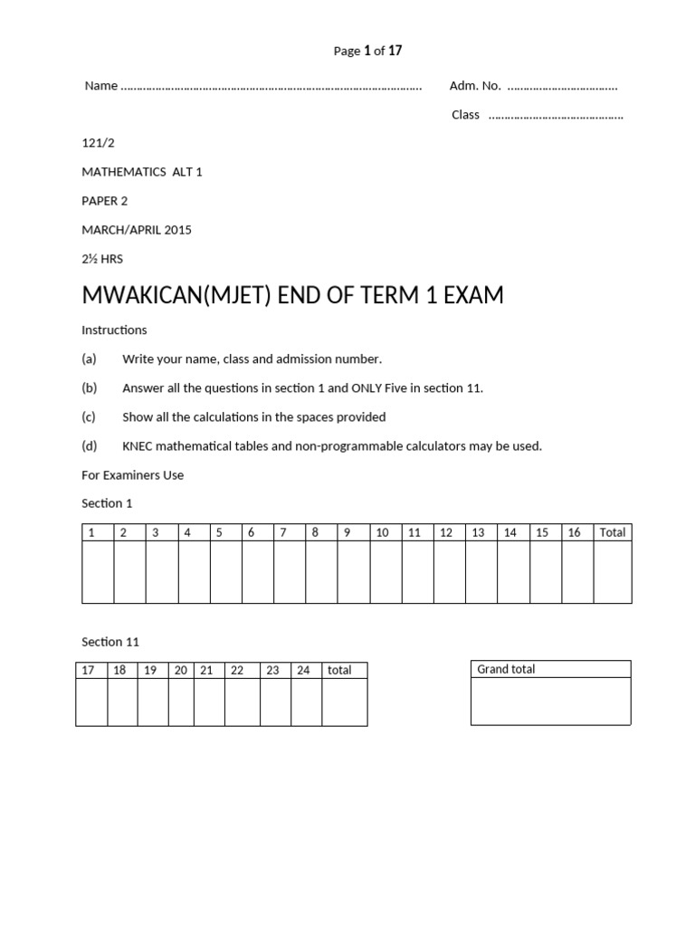 Atika School 93-2016 Mathematics Form 3 pp2 Mod09042022001 | PDF ...