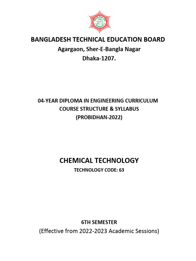 Chemical Technology Diploma Syllabus 2022 | PDF | Marketing | Filtration