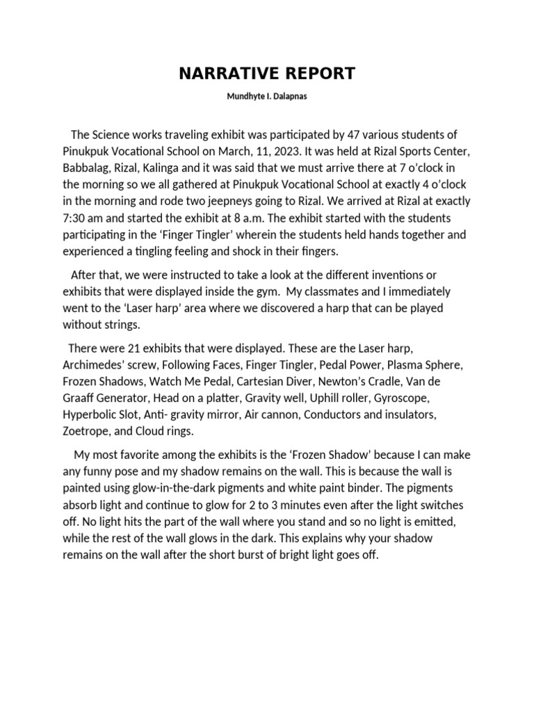 Science Exhibit Report: Pinukpuk Students | PDF | Art