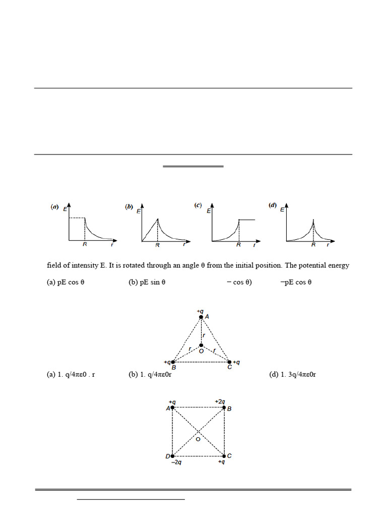 Physics Class Xii Chapter 01 Electric Charges and Fields Practice Paper 01 2024 | PDF | Electric ...