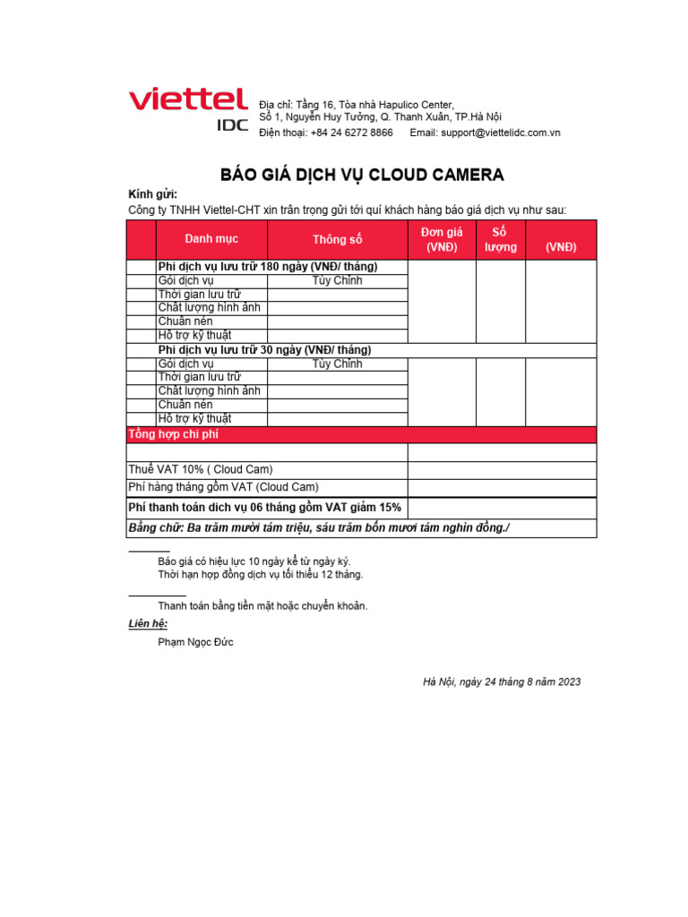 Bao Gia DV Cloud CAM | PDF