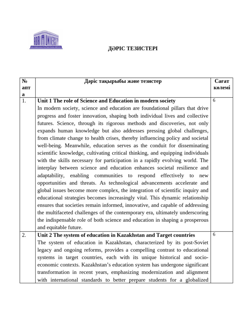 ДӘРІС ТЕЗИСТЕРІ | PDF | Humanism | Learning