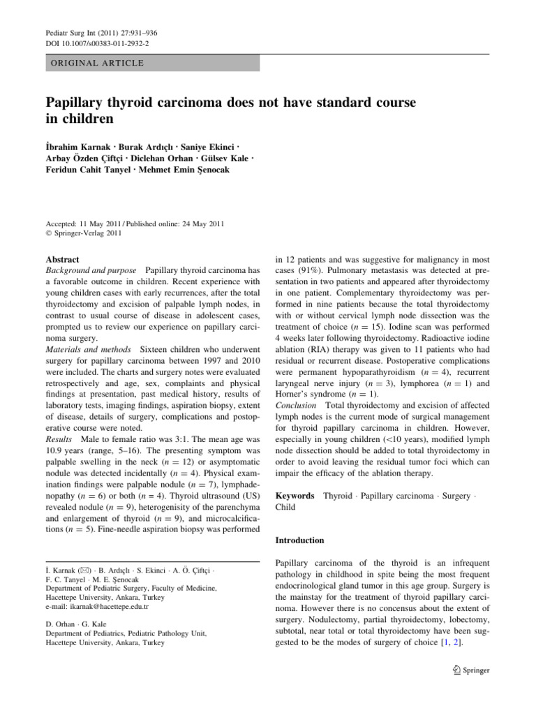 papiller ca | PDF | Thyroid | Medical Specialties