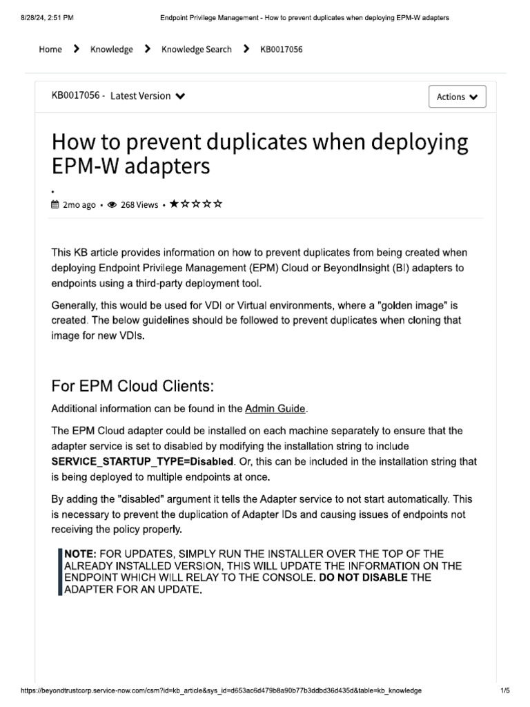 BeyondTrust EPM VDI Requirements | PDF