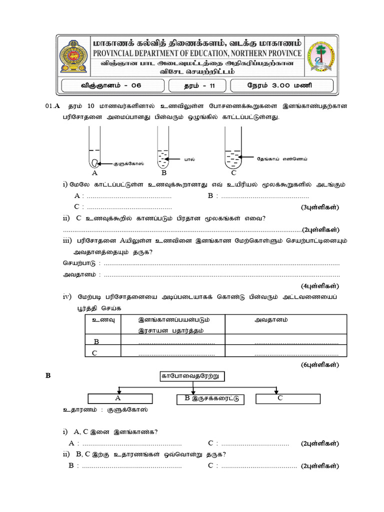 O/L Science Model Papers with Answers | PDF