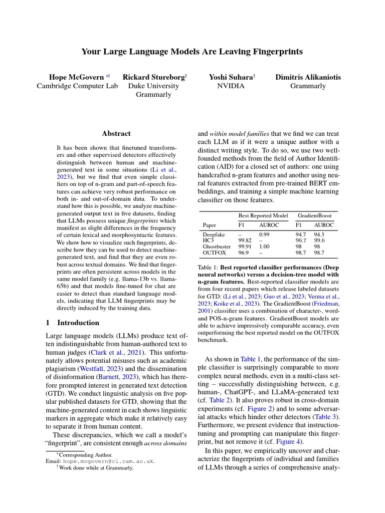 Your Large Language Models Are Leaving Fingerprints | PDF | Human ...