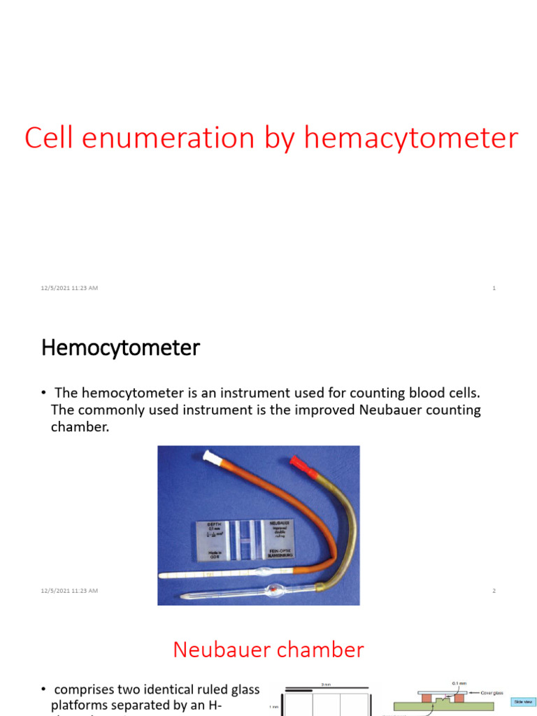 Cell Enumeration by Hemacytometer | PDF | White Blood Cell | Flow Cytometry