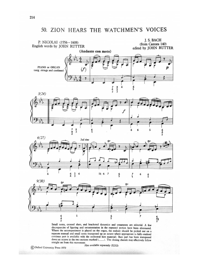 Bach #140 Zion Hears The Watchmen's Voices | PDF
