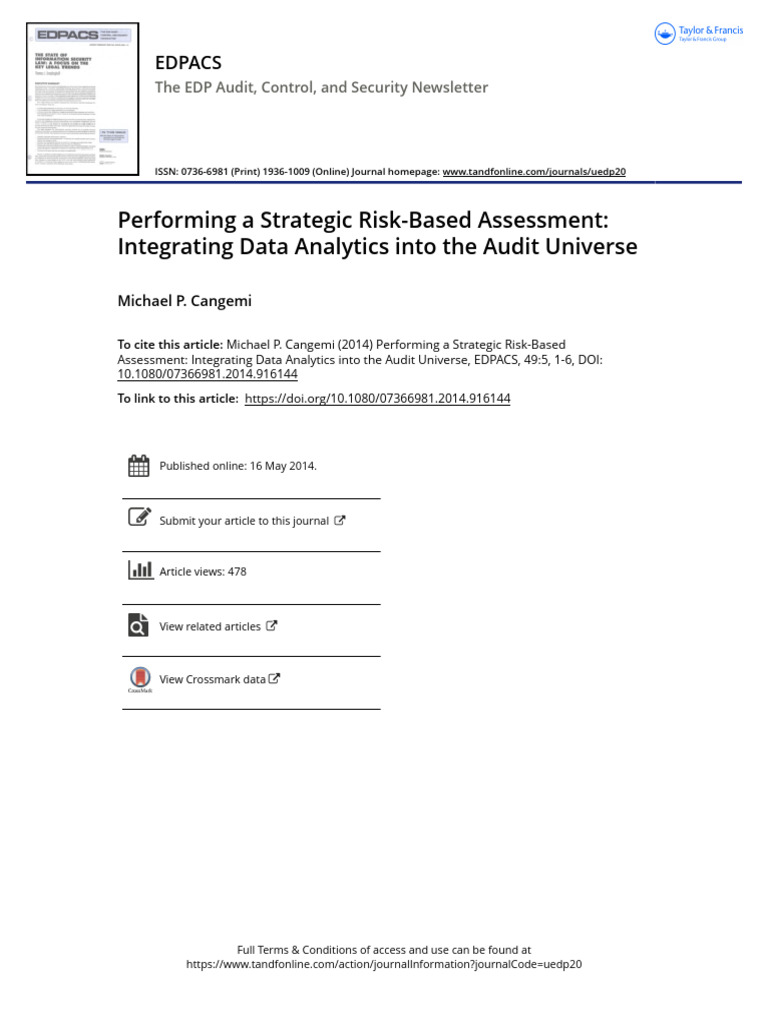 Performing A Strategic Risk-Based Assessment Integrating Data Analytics ...