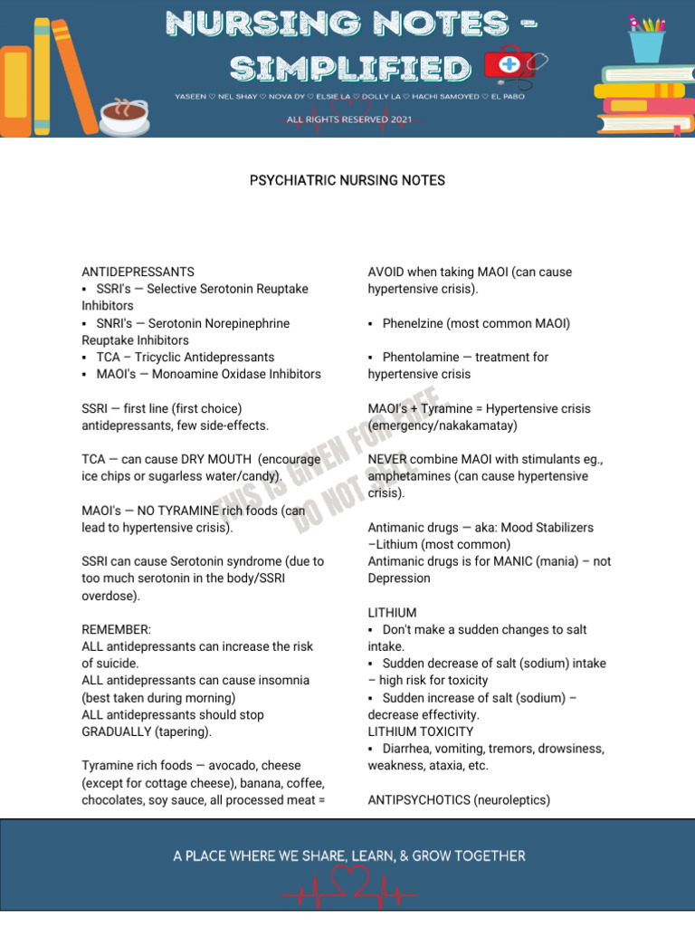 Overview of Antidepressants and Risks | PDF | Pharmacology | Depression ...