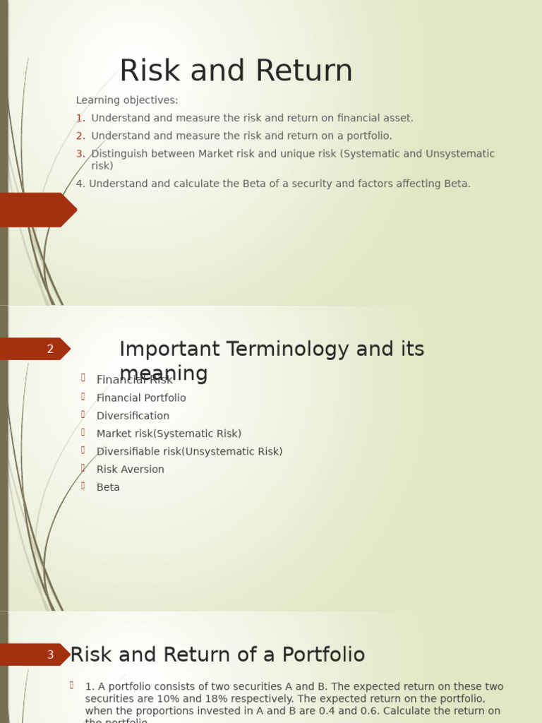 Risk and Return | PDF | Financial Risk | Capital Asset Pricing Model