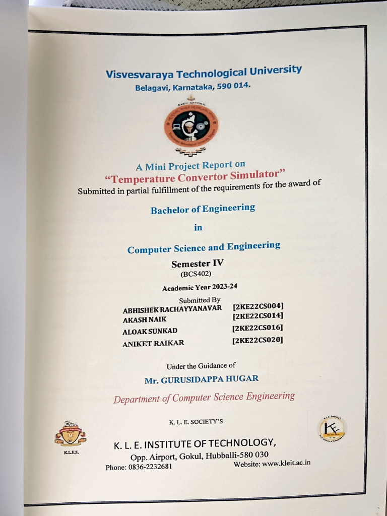 DDCO SAMPLE Report Mini Project | PDF | Fahrenheit | Computing