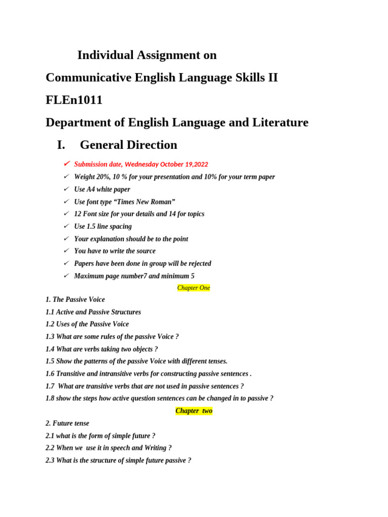 Communicative English Language Skills II Individual Assignment | PDF | Verb | English Language