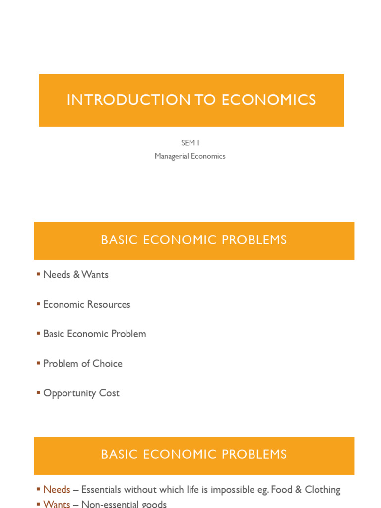 Introduction To Economics | PDF | Economic System | Economics