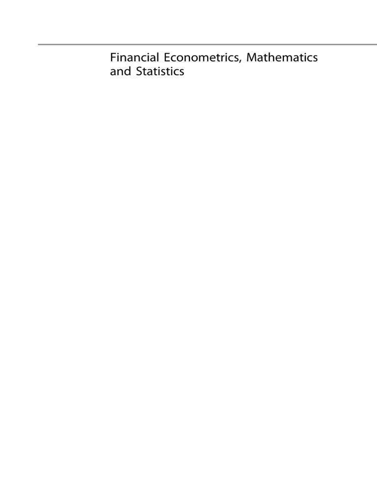 Financial Econometrics, Mathematics and Statistics | PDF | Regression ...