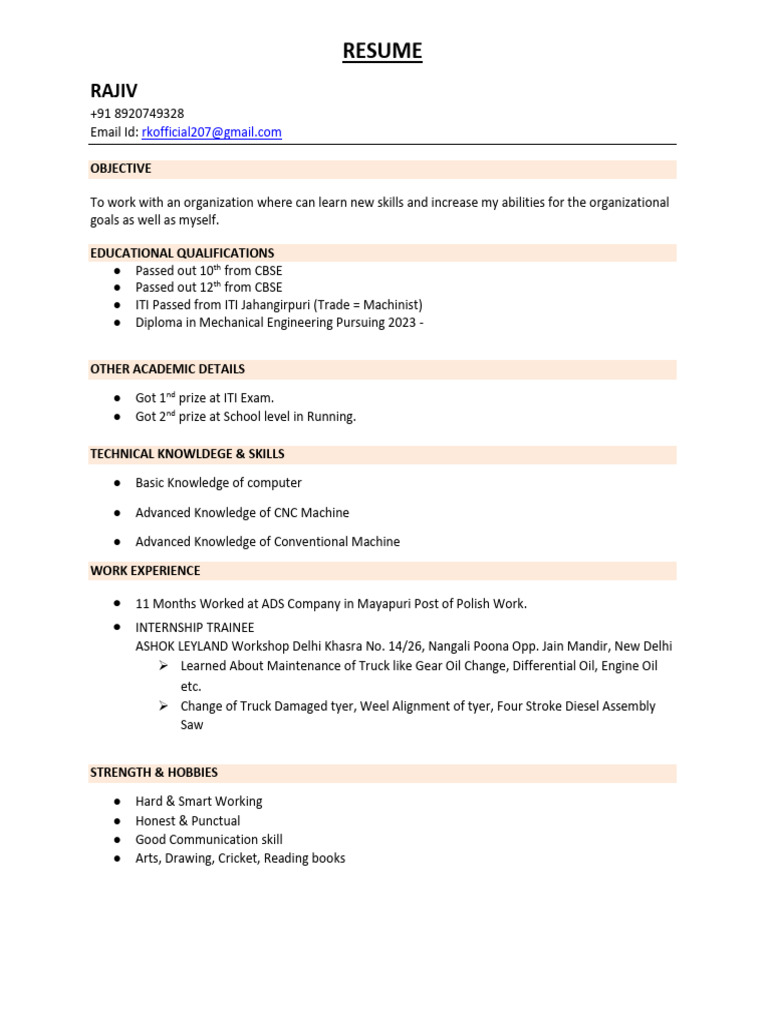 Rajiv Resume 1 | PDF