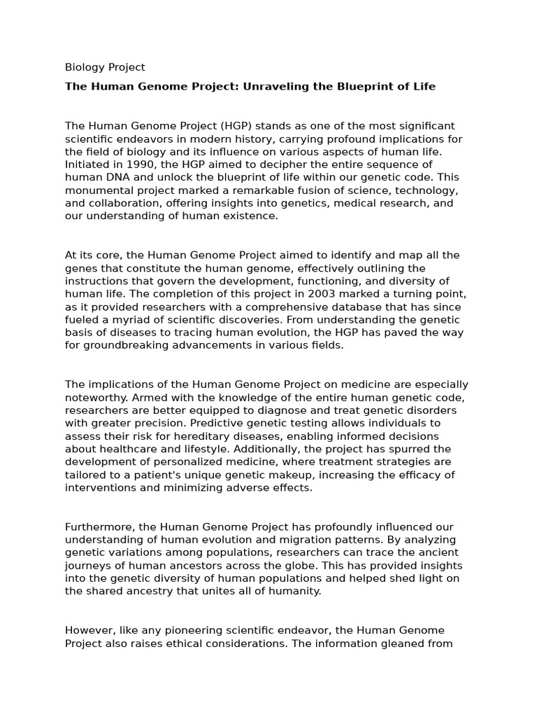 The Human Genome Project: Unraveling The Blueprint of Life | PDF ...