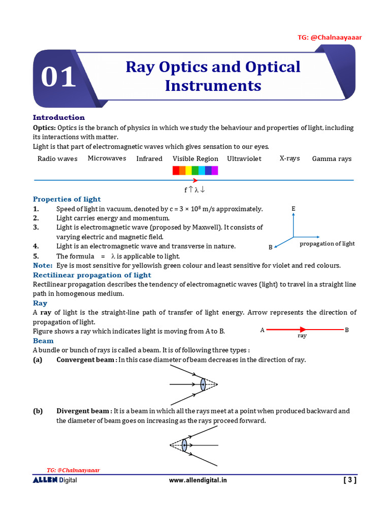 Ray Optics: Reflection and Refraction | PDF | Light | Electromagnetic Radiation