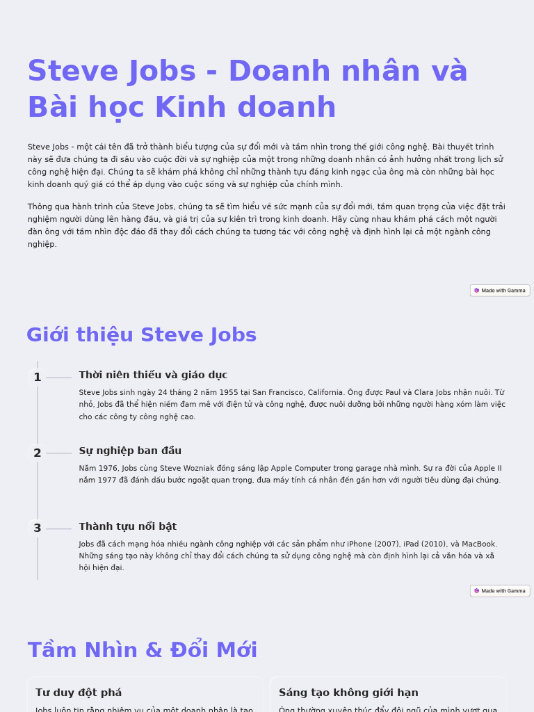 Steve Jobs Doanh Nhan Va Bai Hoc Kinh Doanh | PDF
