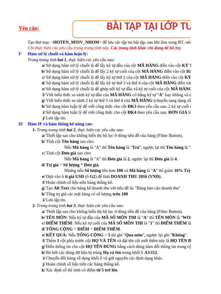 Bai Tap Tai Lop Tuan 8 | PDF