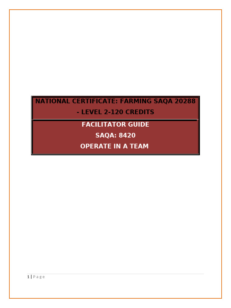 SAQA - 8420 - Facilitator Guide | PDF | Learning | Goal Setting