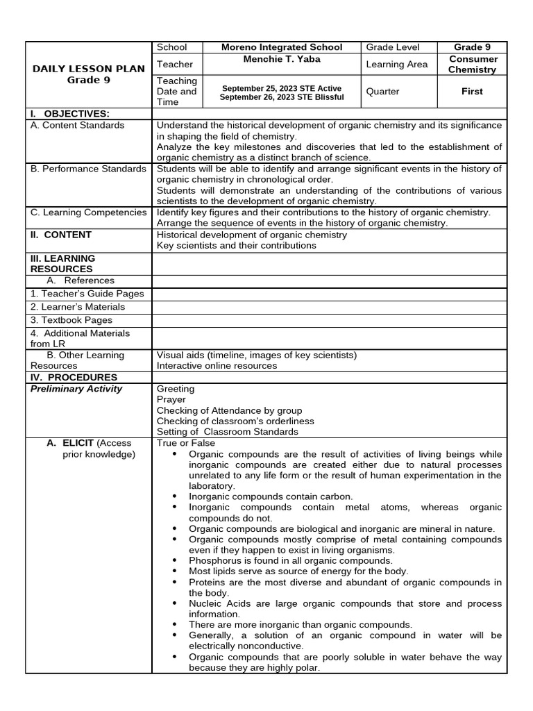 DLP Con Chem Q1 Week 2 D 1-2 Historical Development of Chemistry | PDF | Organic Compounds ...